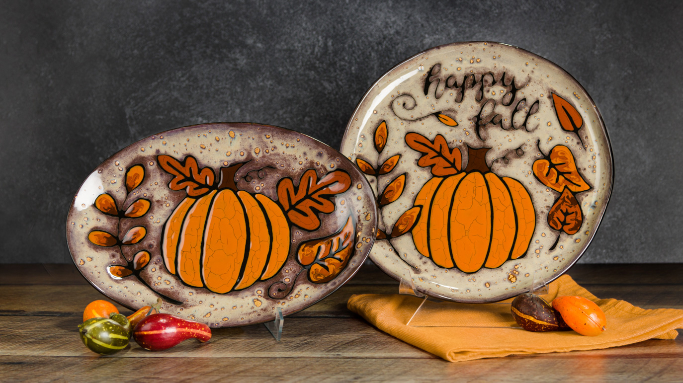 Batik Pumpkin Platter - Mayco